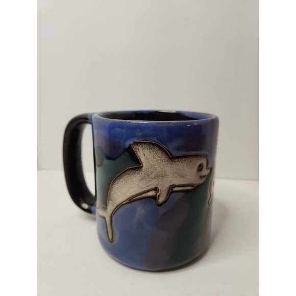 Designed By Mara Mexico | Dining | Mara Mexico Handmade Teal Blue Brown 6 Oz Coffee Mug Mexican ...